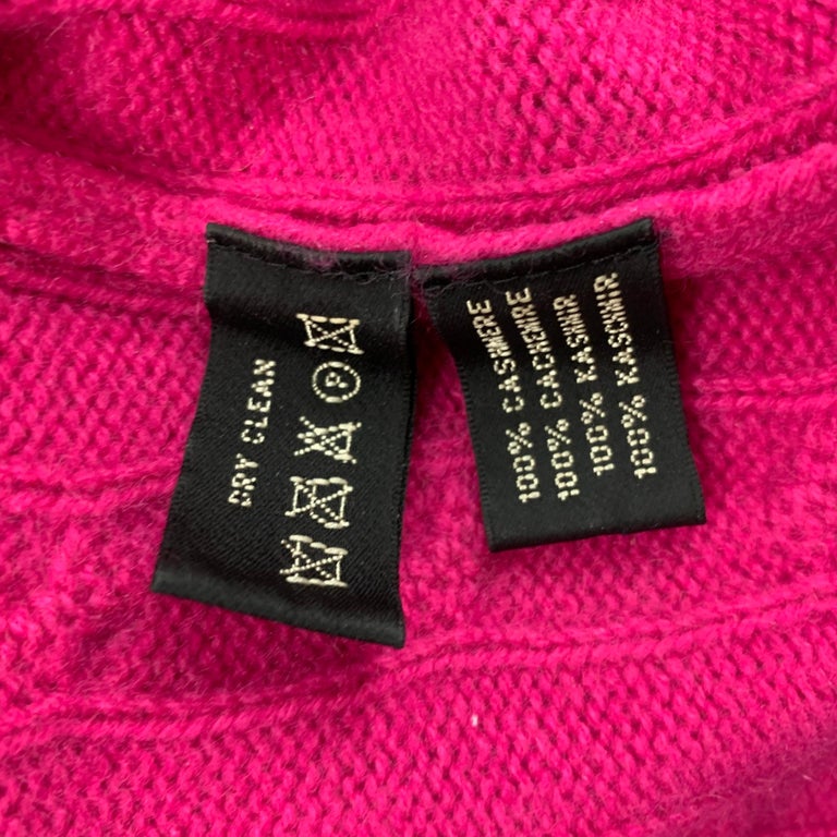 RALPH LAUREN Black Label Size M Raspberry Cashmere Cable Knit Crew-Neck ...