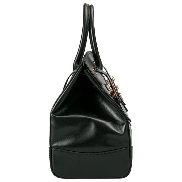 Ralph Lauren Black Leather The Ricky Bag With Light Top Handle Bag For ...