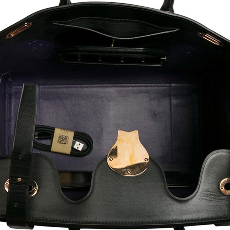 Ralph Lauren Black Leather The Ricky Bag With Light Top Handle Bag For ...