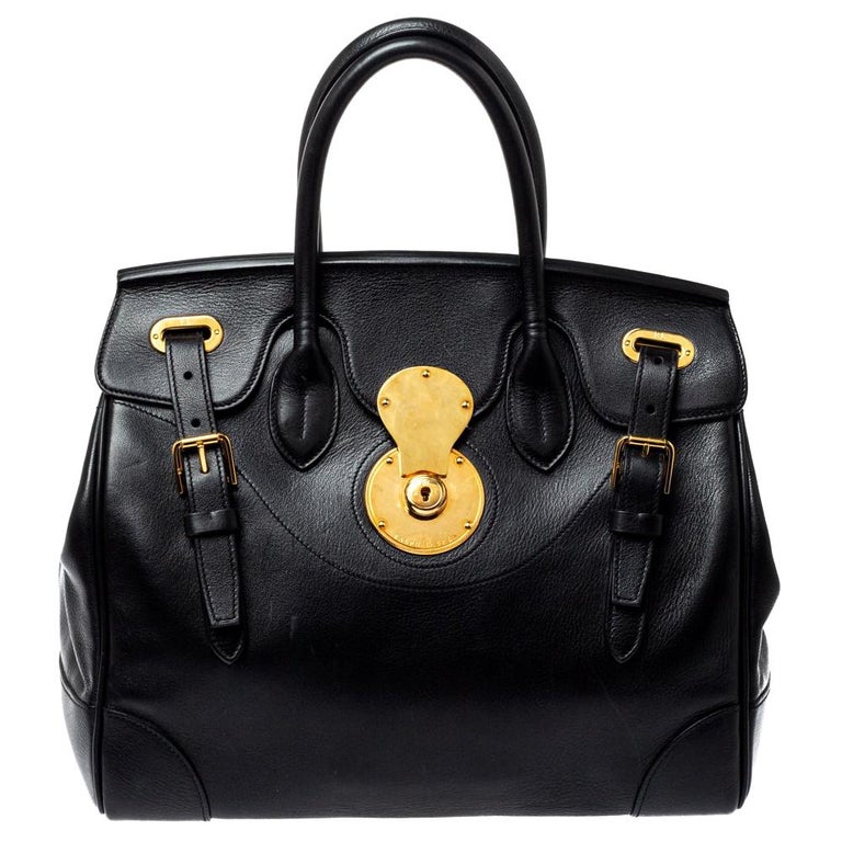 Ralph Lauren Black Soft Leather Ricky 33 Tote at 1stDibs