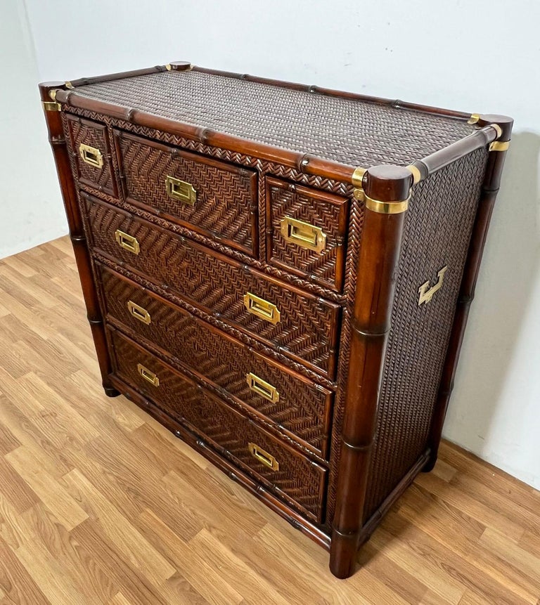 Ralph Lauren British Colonial Campaign Style Rattan Dresser, Circa ...
