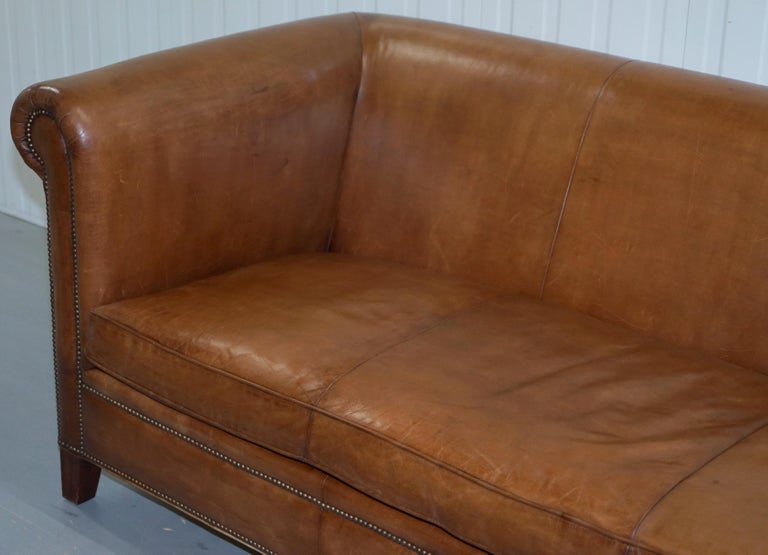 Ralph Lauren Brompton 3-Seat Vintage Brown Heritage Leather Sofa at 1stDibs
