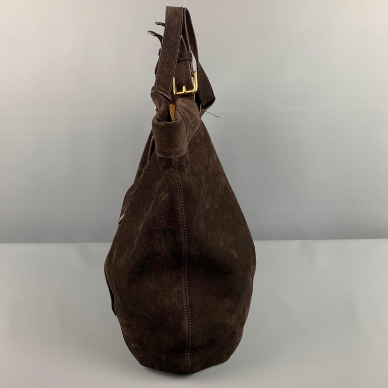 RALPH LAUREN Brown Suede Hobo Handbag For Sale at 1stDibs