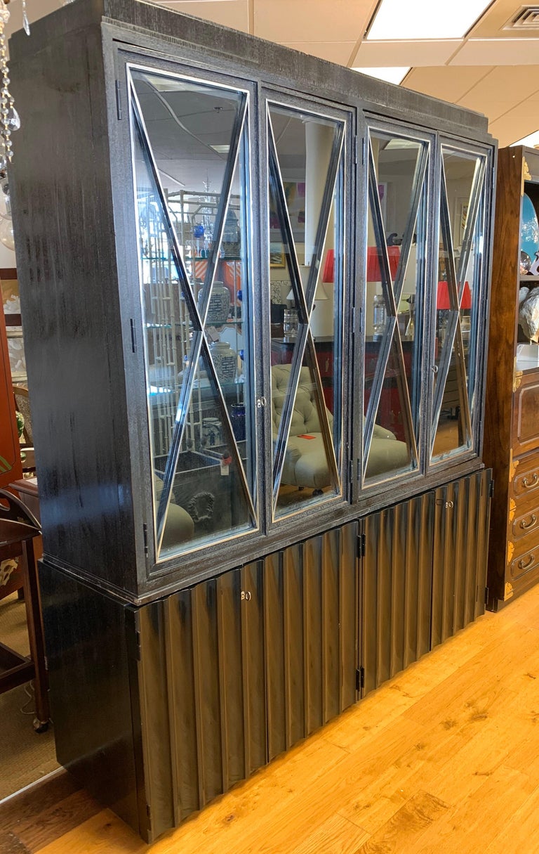 Ralph Lauren Chrome X Glass Breakfront Cabinet Sideboard with Scalloped ...