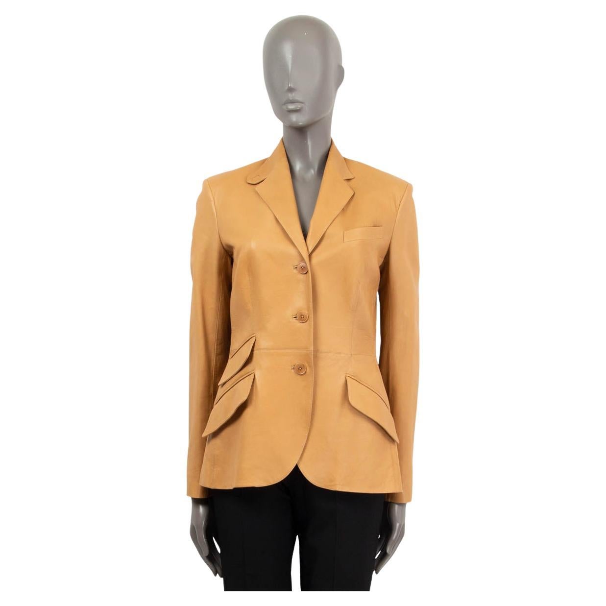 RALPH LAUREN COLLECTION beige leather Blazer Jacket 8 M at 1stDibs