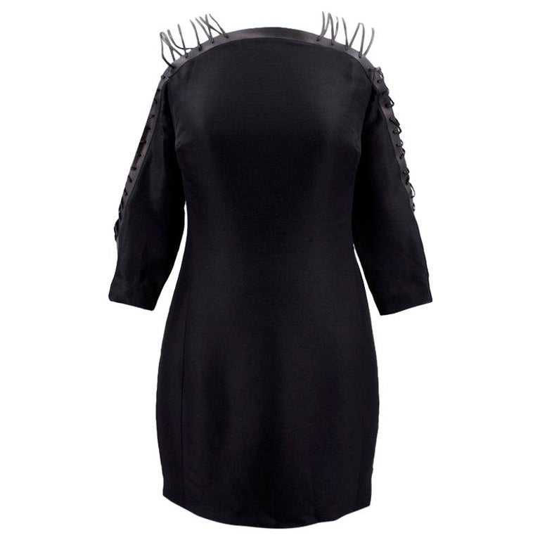Ralph Lauren Collection black silk lace up dress US 2 For Sale at 1stDibs
