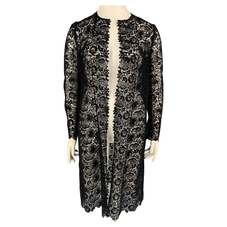 RALPH LAUREN Collection Size 12 Black Cotton Polyester Lace Open Front ...