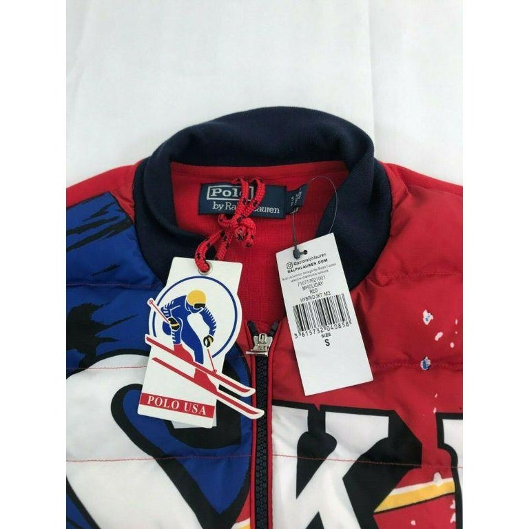 Ralph Lauren Downhill Skier Double-knit Ski Hybrid Down Jacket Red Blue ...
