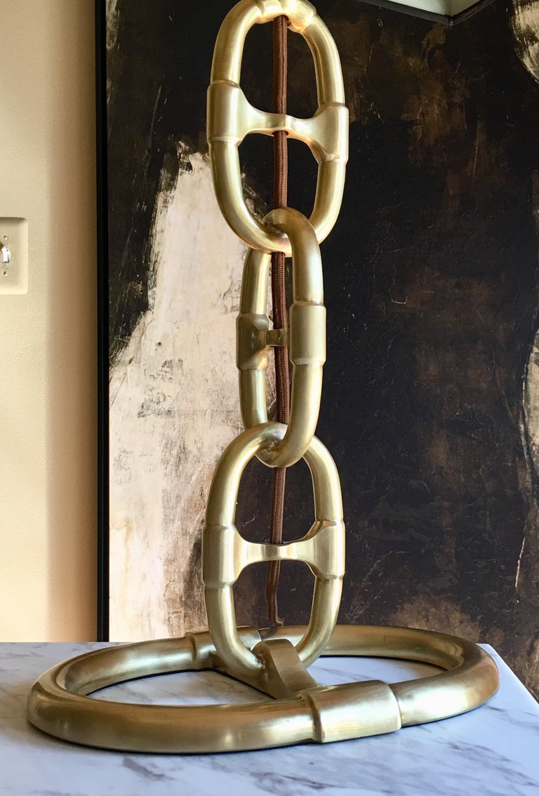 Ralph Lauren Equestrian Chain Link Brass Table Lamp at 1stDibs