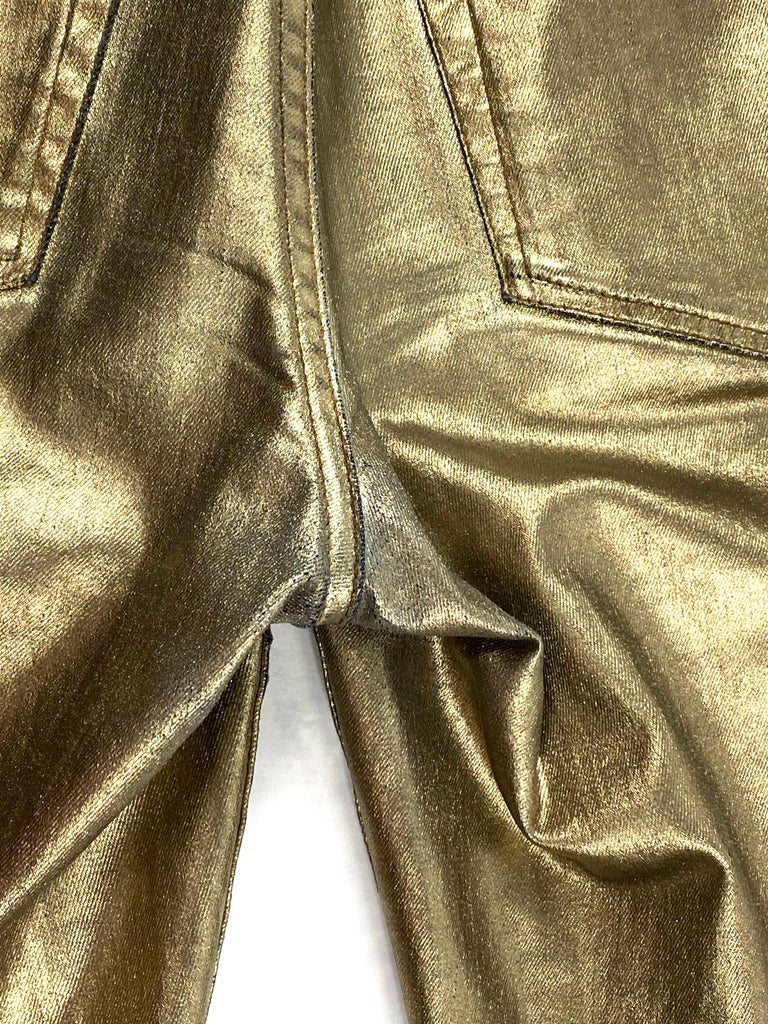 Ralph Lauren Gold Metallic Cotton Jeans Pants Size 28 For Sale at ...