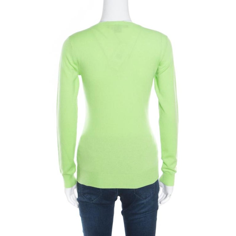 Ralph Lauren Lime Green V-Neck Cashmere Sweater S For Sale at 1stDibs ...