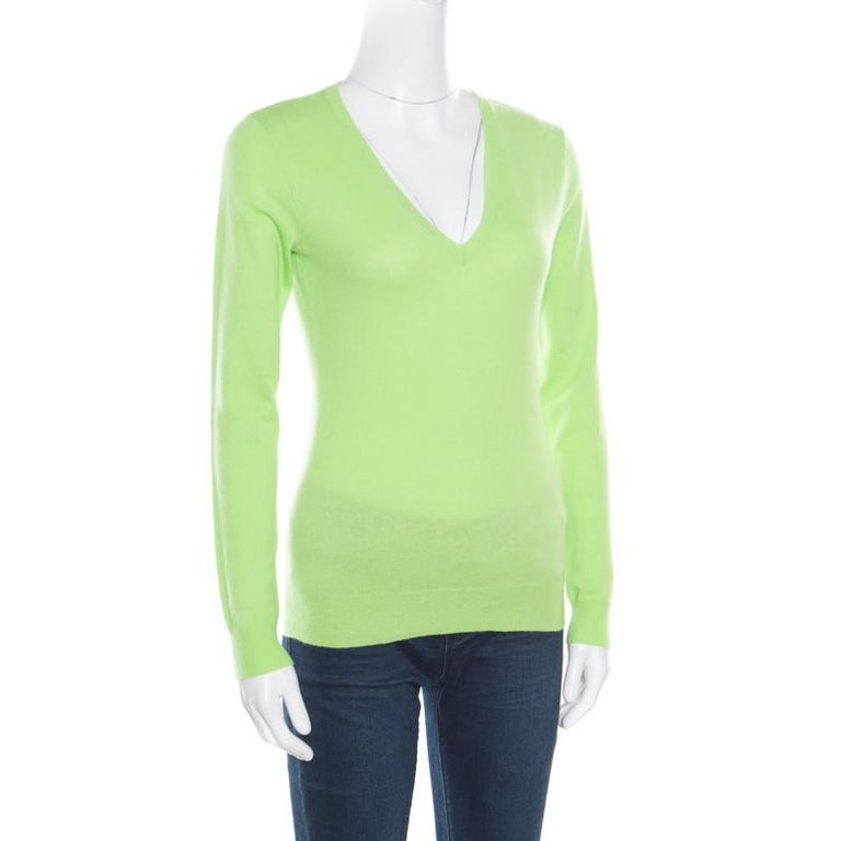 Ralph Lauren Lime Green V-Neck Cashmere Sweater S For Sale at 1stDibs ...