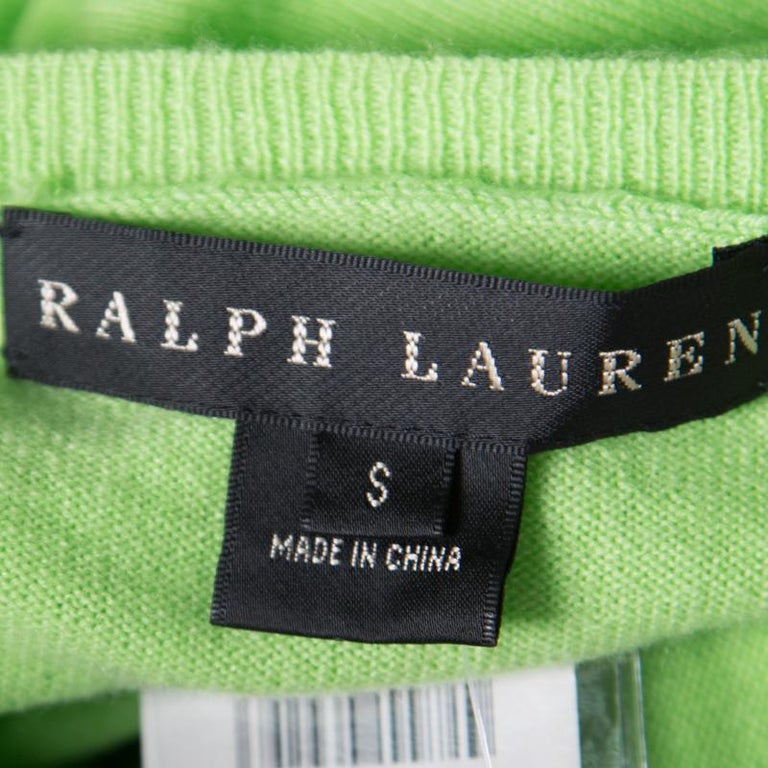 Ralph Lauren Lime Green V-Neck Cashmere Sweater S For Sale at 1stDibs ...
