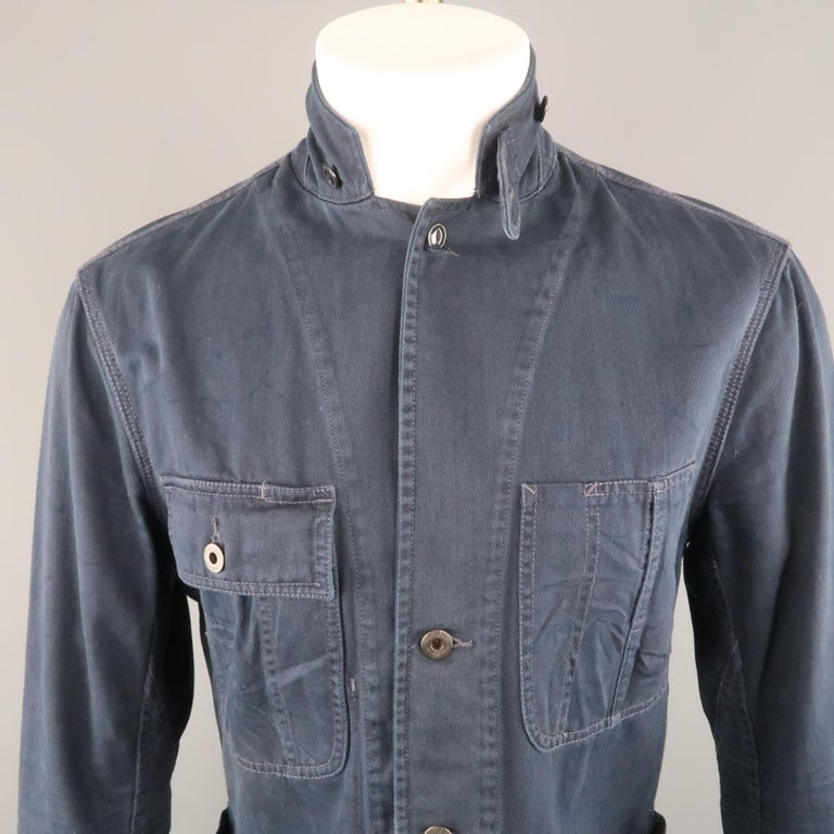 RALPH LAUREN M Navy Solid Cotton Worker Jacket at 1stDibs | navy worker ...