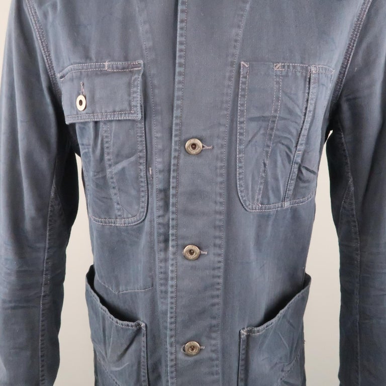 RALPH LAUREN M Navy Solid Cotton Worker Jacket at 1stDibs | navy worker ...