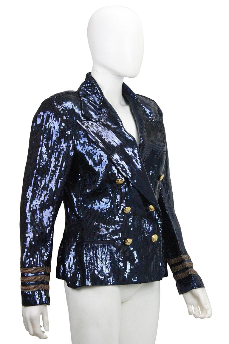 Ralph Lauren Navy Blue Sequin Double Breasted Sailor Jacket at 1stDibs ...