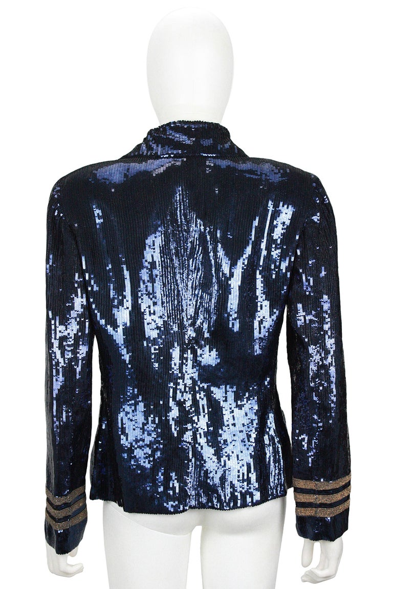Ralph Lauren Navy Blue Sequin Double Breasted Sailor Jacket at 1stDibs ...