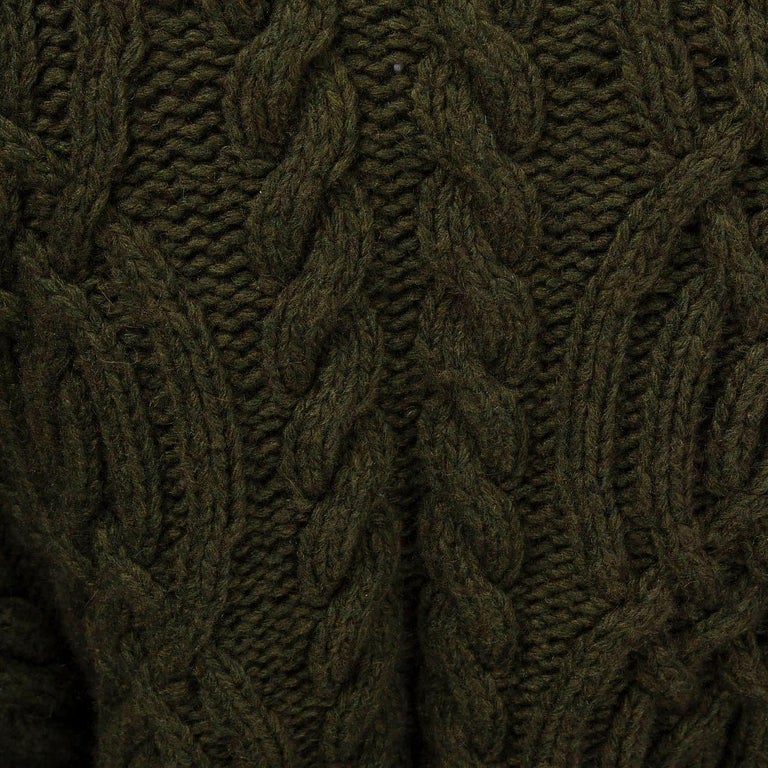 RALPH LAUREN olive green cashmere blend CABLE KNIT Cardigan Sweater XL ...