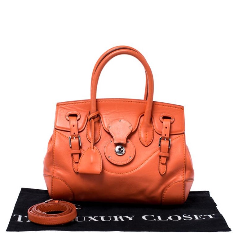 Ralph Lauren Orange Leather Ricky 27 Satchel Bag For Sale at 1stDibs