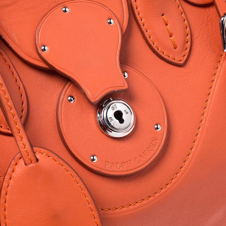 Ralph Lauren Orange Leather Ricky 27 Satchel Bag For Sale at 1stDibs