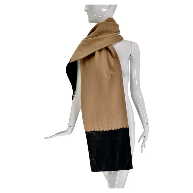 Ralph Lauren Purple Label Cashmere and Lambskin Leather Scarf For Sale ...