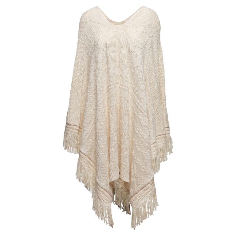 Ralph Lauren Purple Label Ivory Aztec Patterned Poncho For Sale at 1stDibs