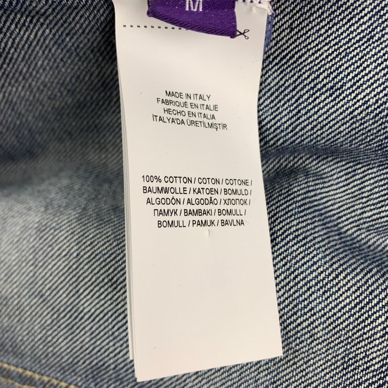 RALPH LAUREN Purple Label Size M Silver Metallic Cotton Trucker Jacket ...