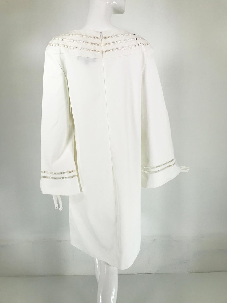 Ralph Lauren Purple Label White Cotton Bell Sleeve A Line Open Work ...