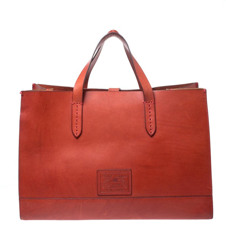 Ralph Lauren Red Leather Proprietor Tote For Sale at 1stDibs