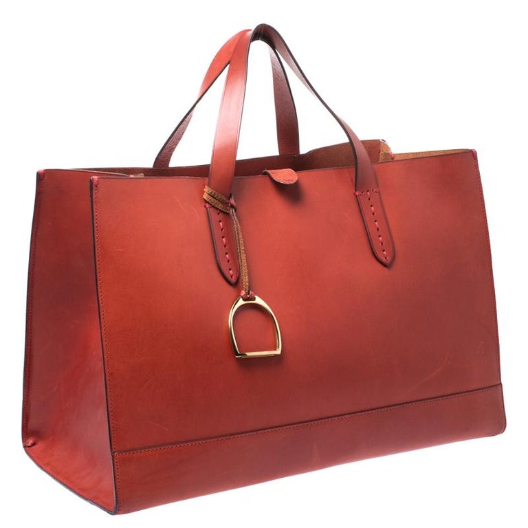Ralph Lauren Red Leather Proprietor Tote For Sale at 1stDibs