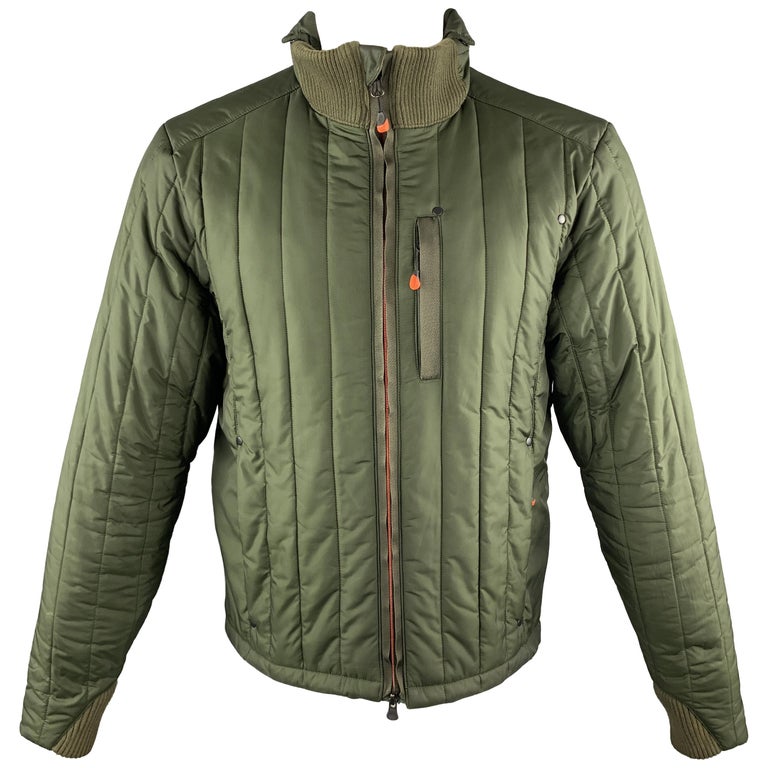 RALPH LAUREN RLX Size M Green Quilted Ribbed High Collar Jacket at 1stDibs