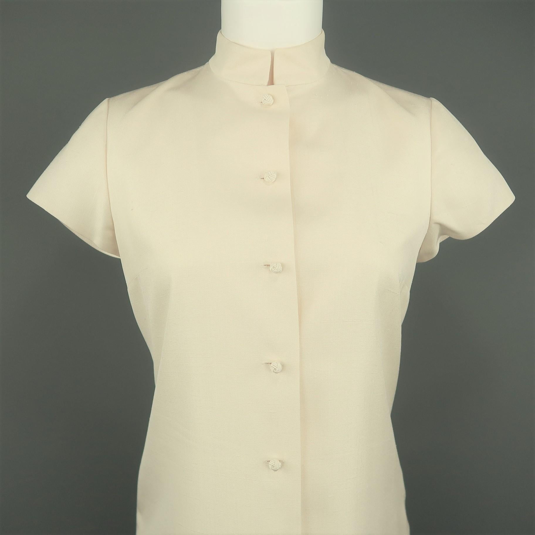 RALPH LAUREN Size 6 Cream Silk Shantung Short Sleeve Sheath Dress at ...