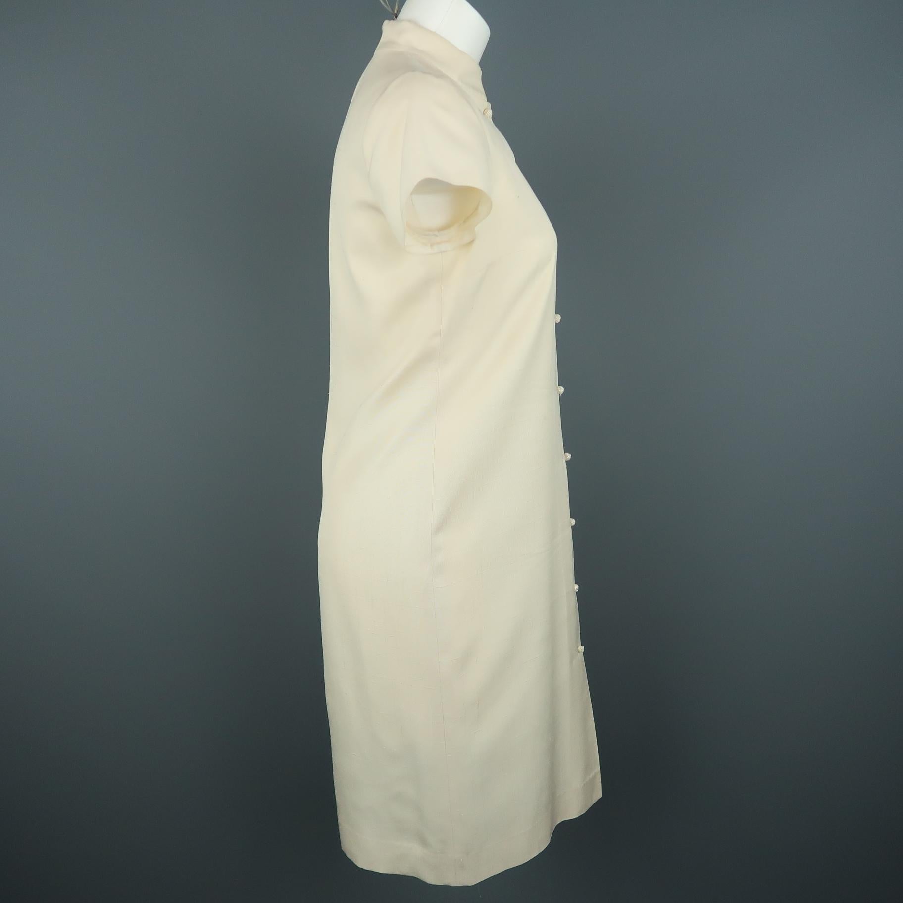 RALPH LAUREN Size 6 Cream Silk Shantung Short Sleeve Sheath Dress at ...
