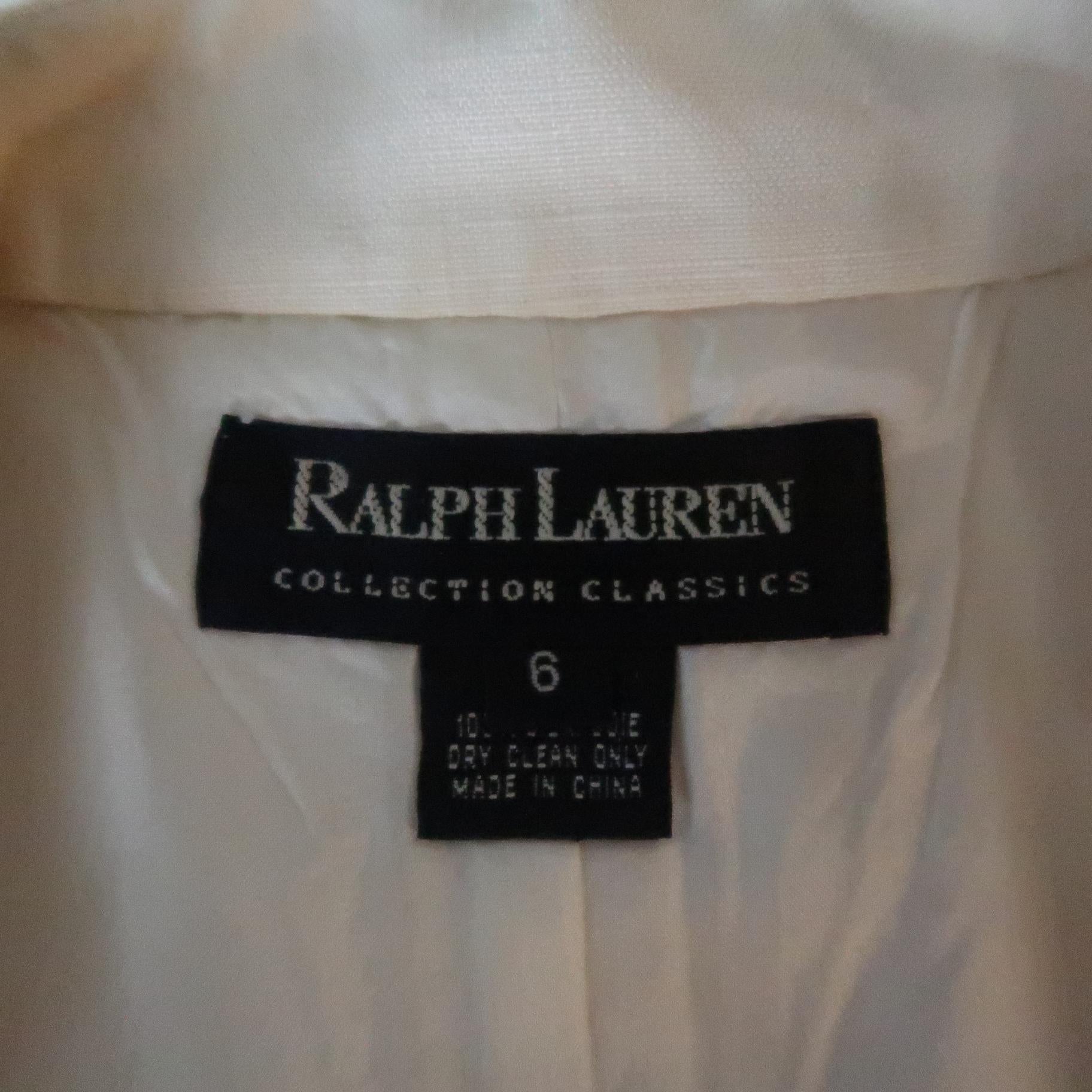 RALPH LAUREN Size 6 Cream Silk Shantung Short Sleeve Sheath Dress at ...