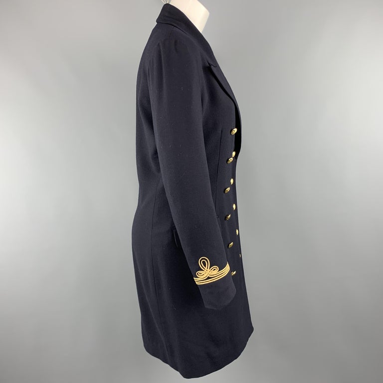 RALPH LAUREN Size 6 Navy Wool Double Breasted Gold Button Nautical Coat ...
