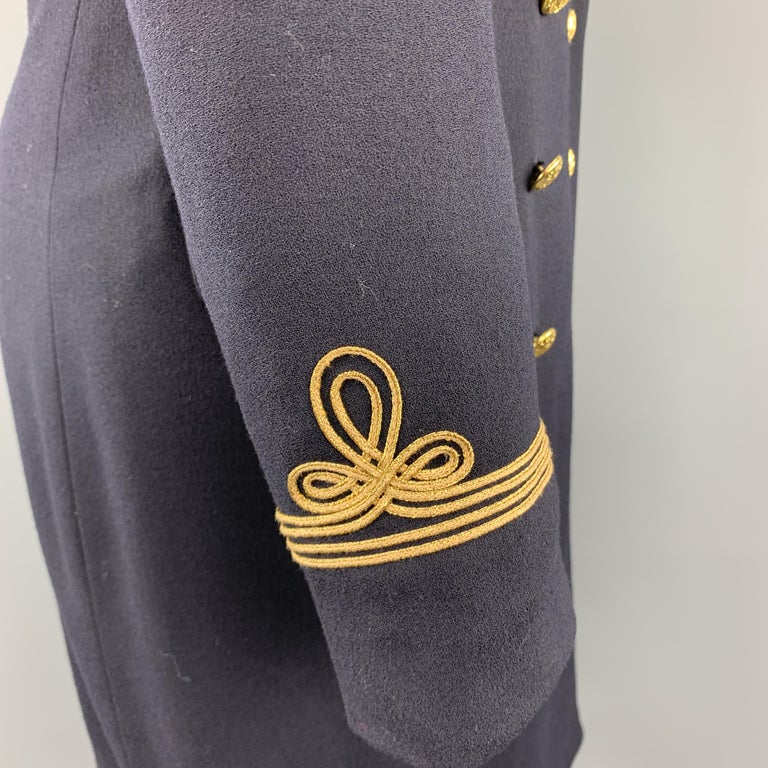 RALPH LAUREN Size 6 Navy Wool Double Breasted Gold Button Nautical Coat ...