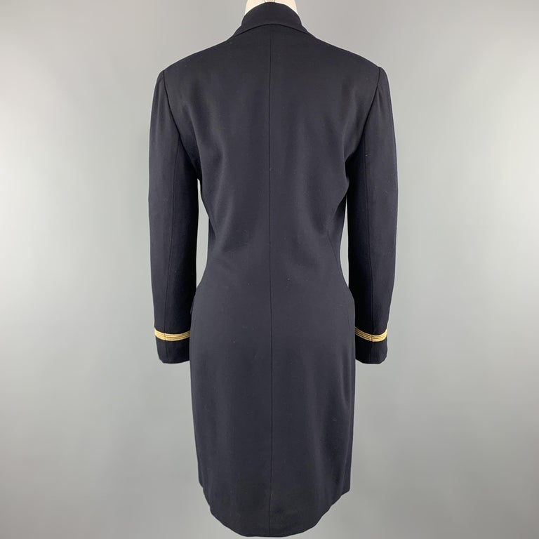 RALPH LAUREN Size 6 Navy Wool Double Breasted Gold Button Nautical Coat ...