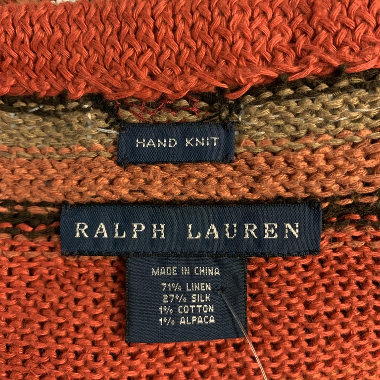 RALPH LAUREN Size One Size Brick Linen / Silk Poncho at 1stDibs