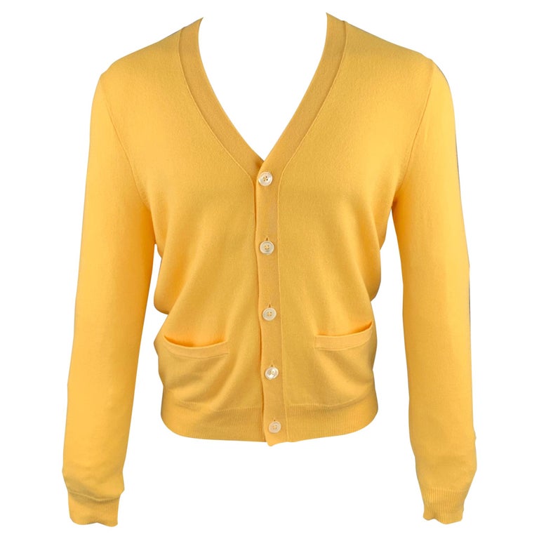 RALPH LAUREN Size S Yellow Cashmere Buttoned Cardigan at 1stDibs