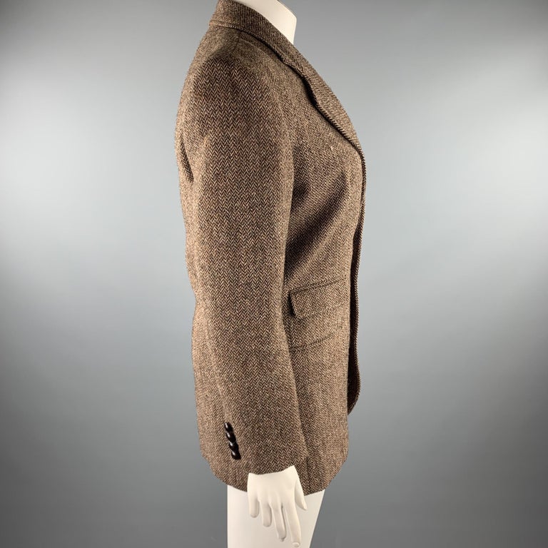 Ralph Lauren Size Xl Brown Tweed Herringbone Wool Blazer At 1stdibs