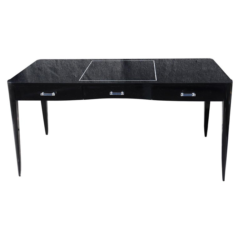 Ralph Lauren Style Black Lacquer and Lucite Executive Writing Table ...