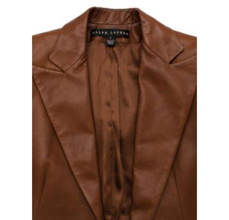 Ralph Lauren Tan Leather Single Breasted Blazer For Sale at 1stDibs