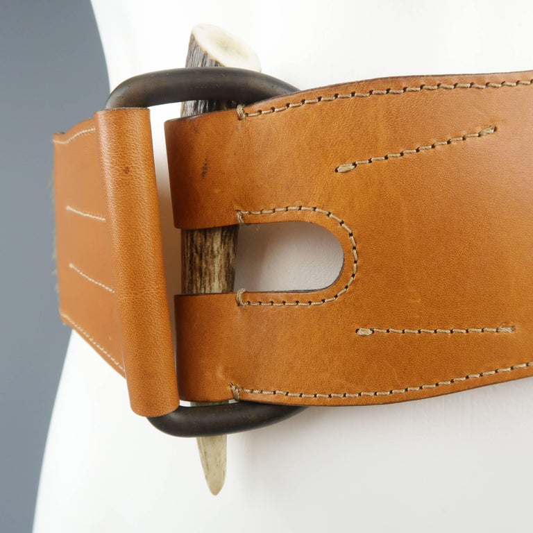 RALPH LAUREN Tan M Leather Horn Buckle Horsehair Belt at 1stDibs ...