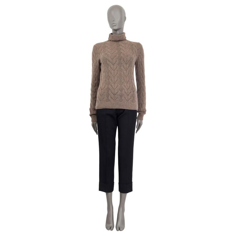 RALPH LAUREN taupe cashmere LACEY CABLE KNIT TURTLENECK Sweater S For ...
