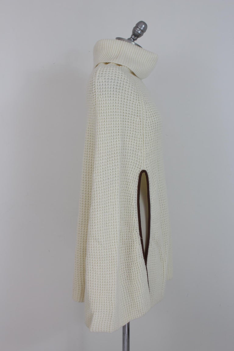 Ralph Lauren White Wool High Collar Sweater Cape Poncho at 1stDibs ...