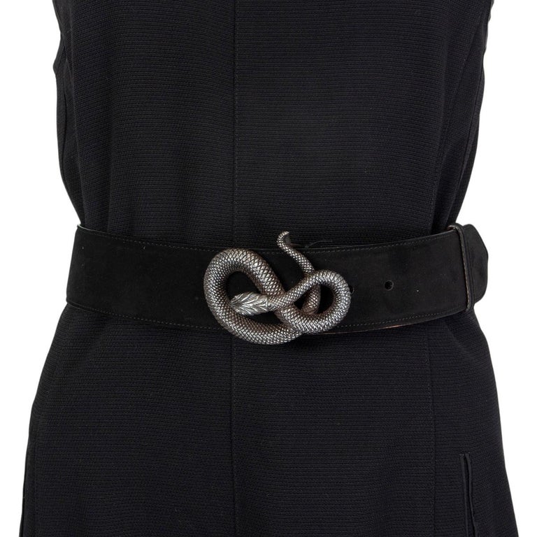 RALPH LAURENT black suede SNAKE BUCKLE WIDE Belt M For Sale at 1stDibs