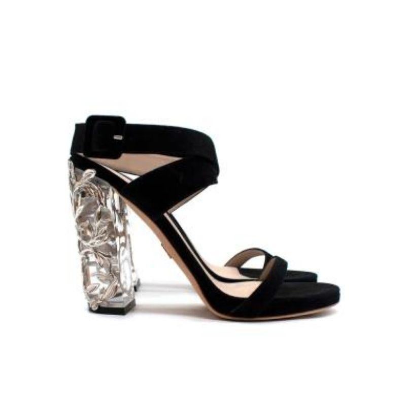 Ralph and Russo Black Suede Eden Plexi Sandals For Sale at 1stDibs