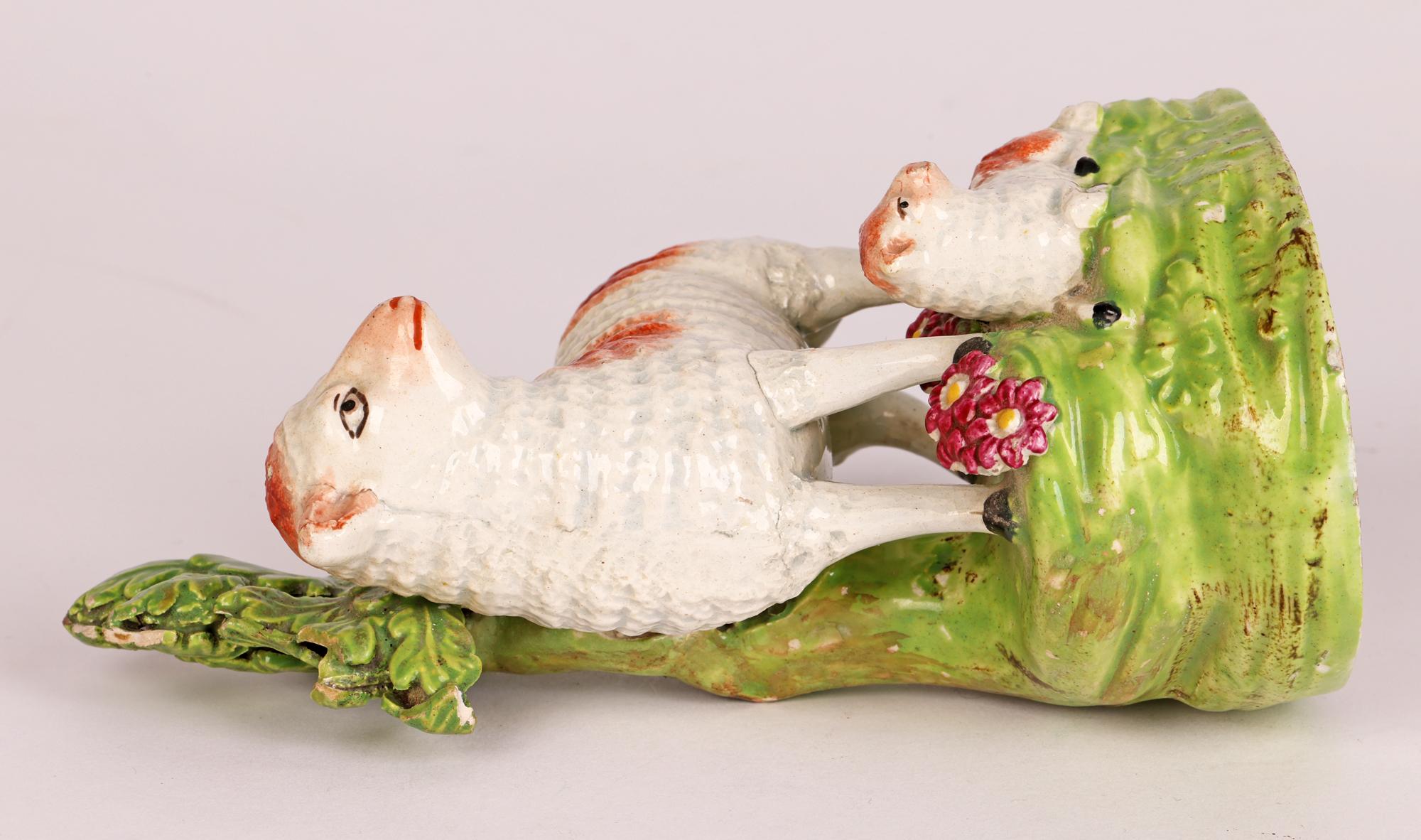 Ralph Salt Staffordshire Pearlware Pottery Ewe and Lamb Bocage Figure ...
