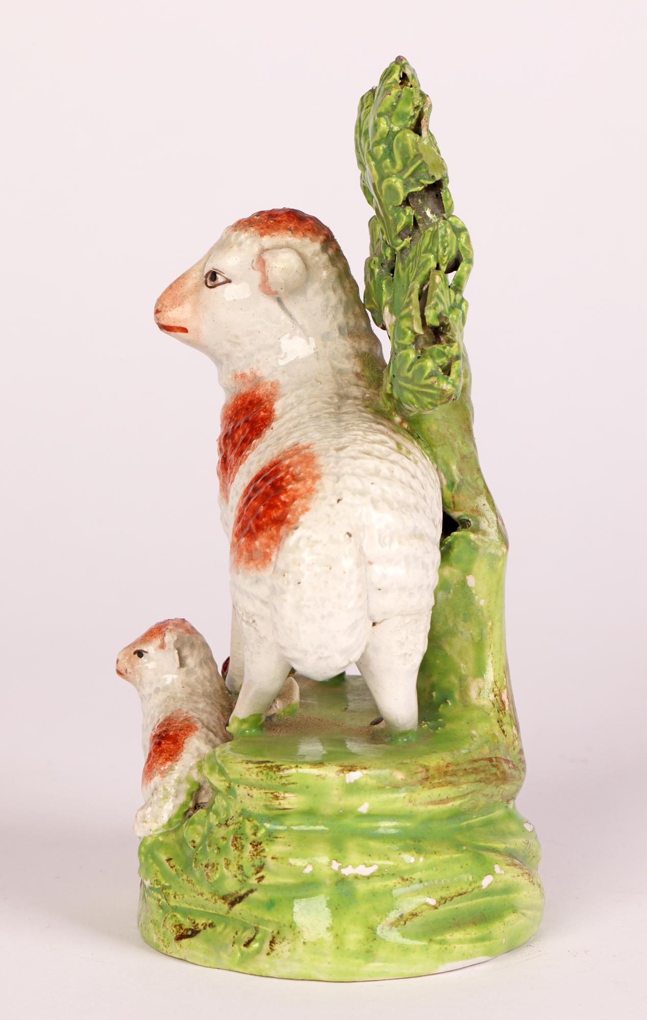 Ralph Salt Staffordshire Pearlware Pottery Ewe and Lamb Bocage Figure ...