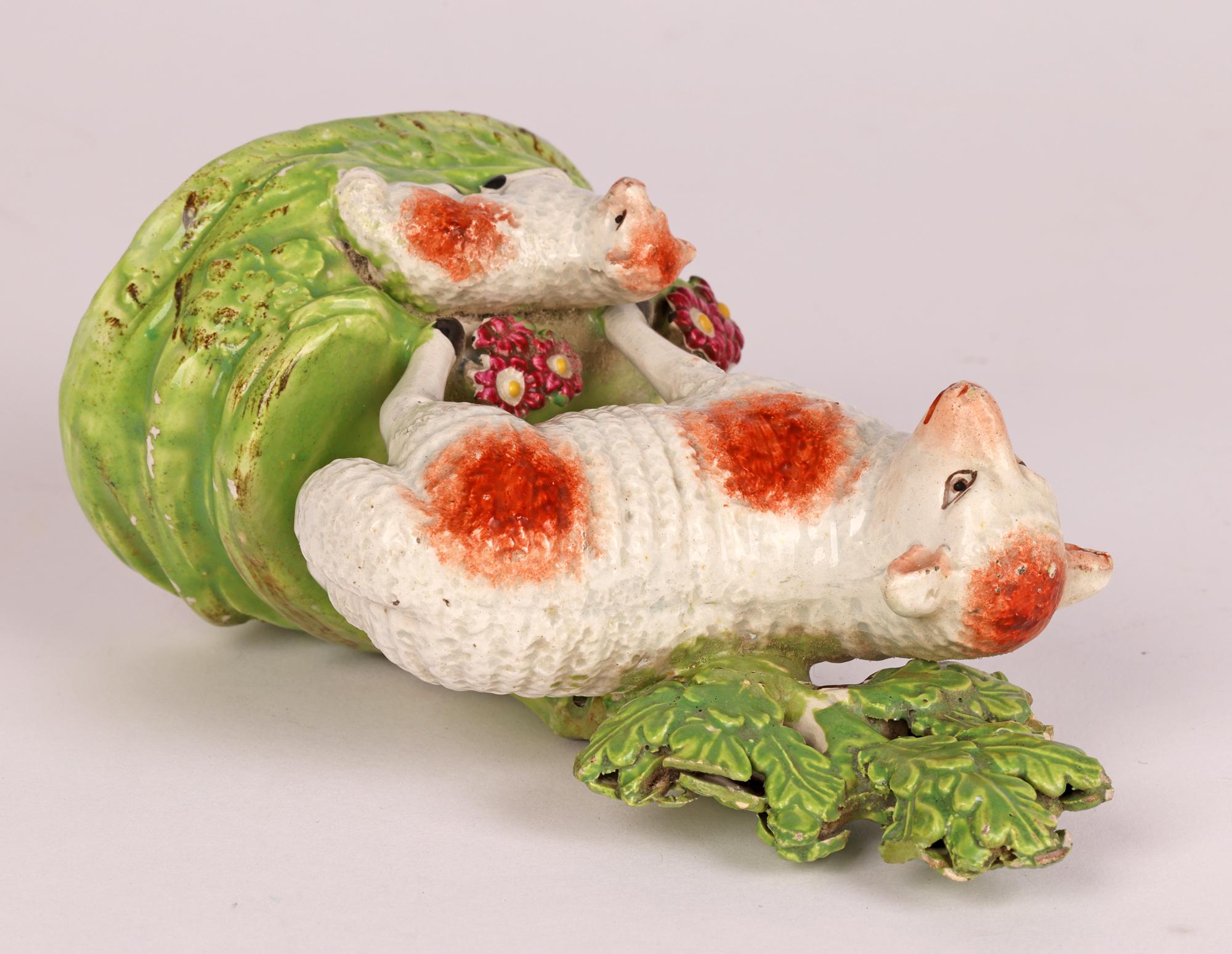 Ralph Salt Staffordshire Pearlware Pottery Ewe and Lamb Bocage Figure ...